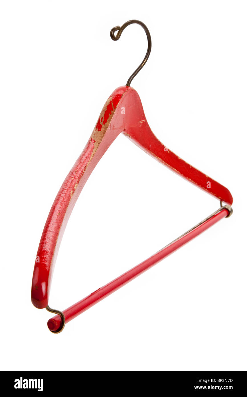 Red Wood Hanger with white background Stock Photo - Alamy
