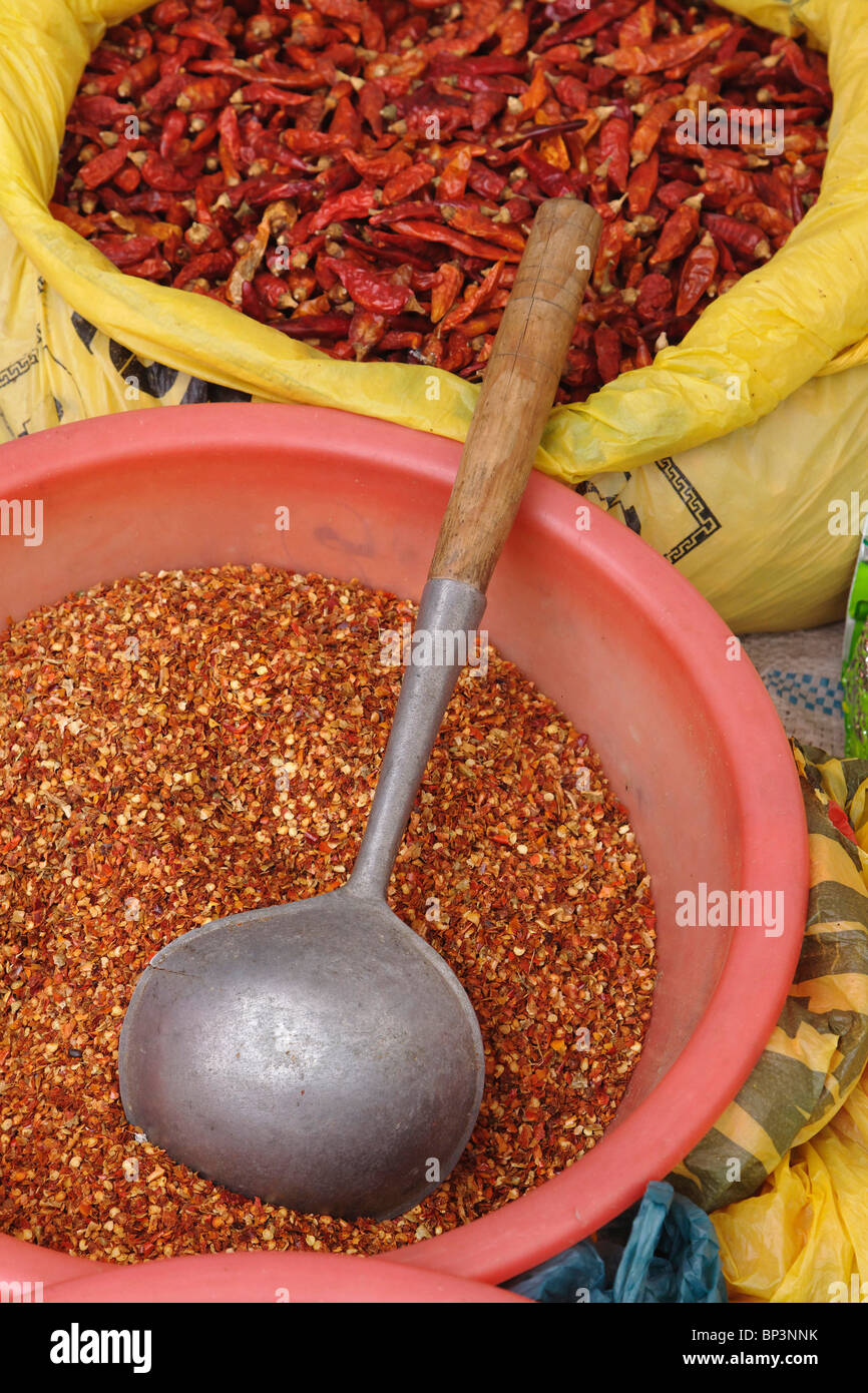 Local spices for sale, Fuli Village market, Yangshuo, China Stock Photo ...