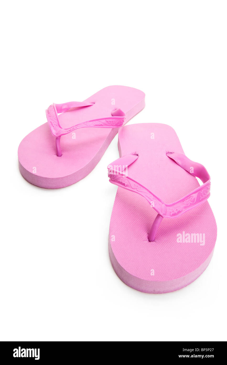 Pink flip flop sandal with white background Stock Photo - Alamy