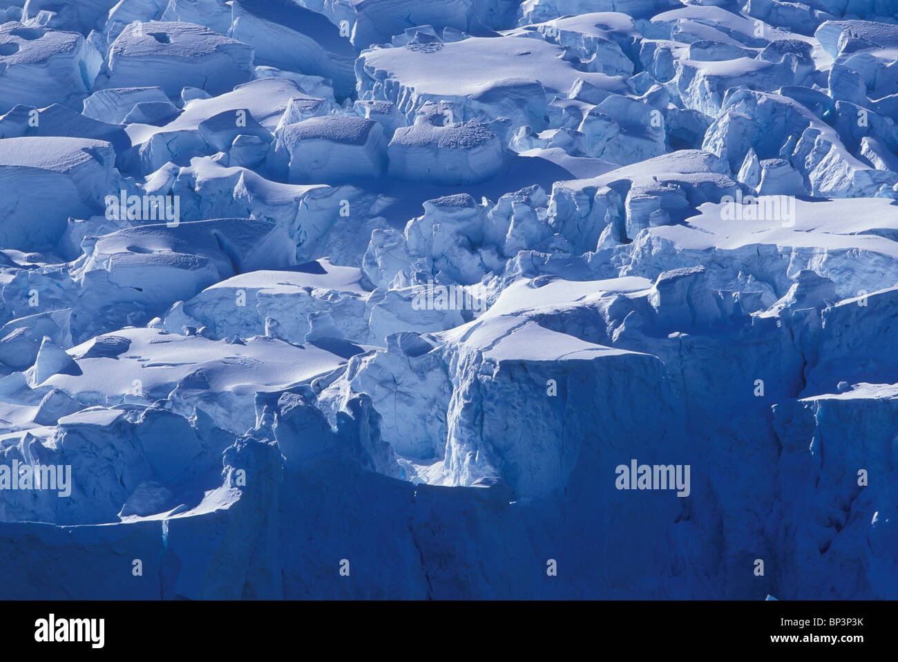 Antarctica, Livingston Island, Heavily crevassed tidewater glaciers ...