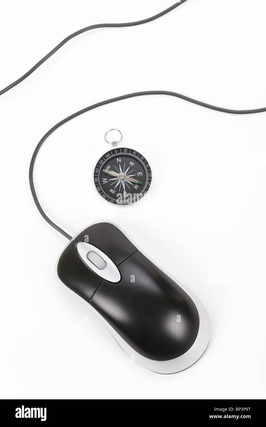 Computer Mouse and Compass, internet concept Stock Photo - Alamy