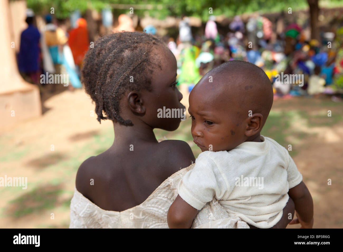 GUIDAN IDER VILLAGE, NEAR KONNI, NIGER, 27TH JULY 2010: Children at a ...