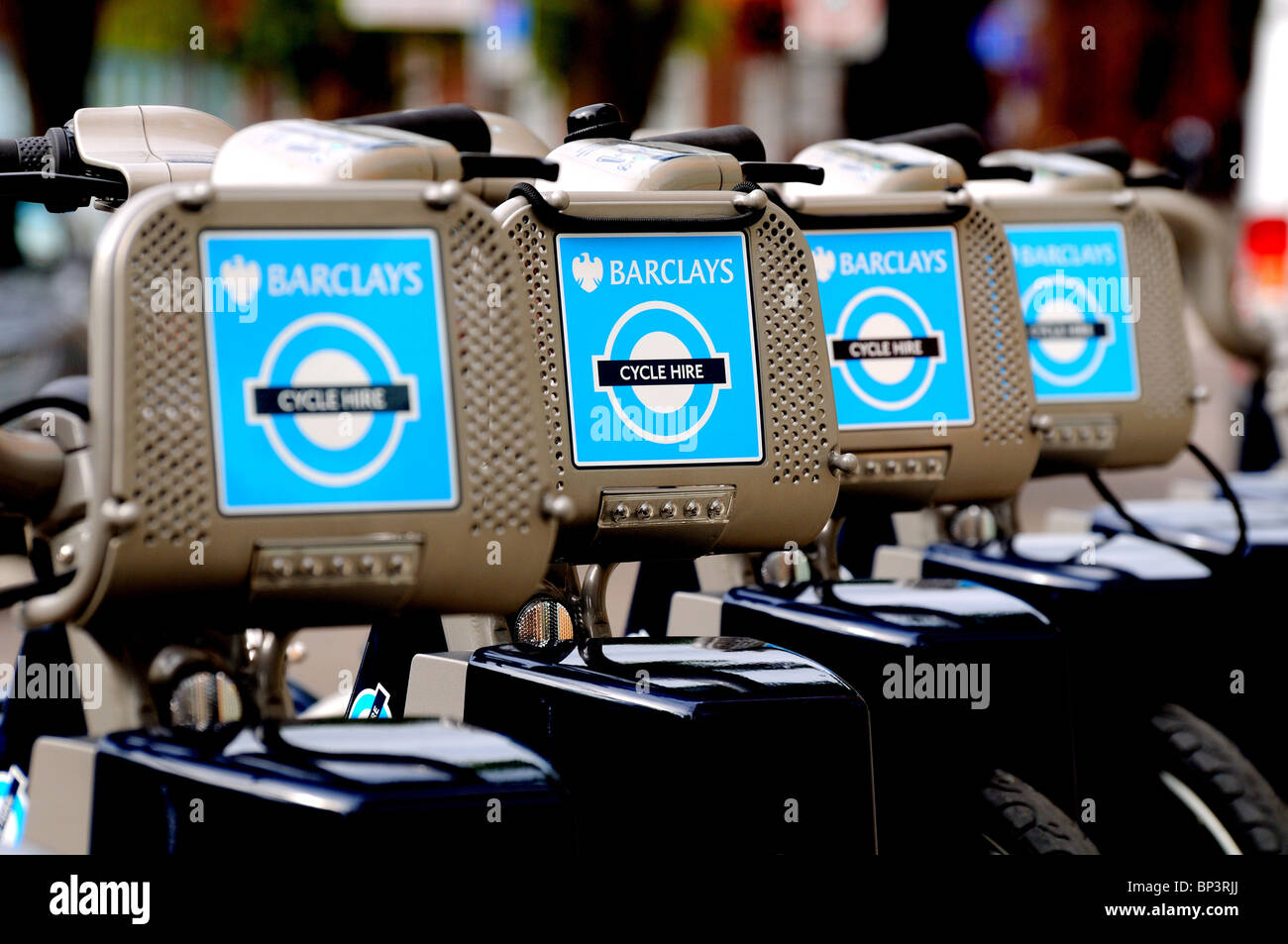 London cycle hire logos and bikes Stock Photo - Alamy