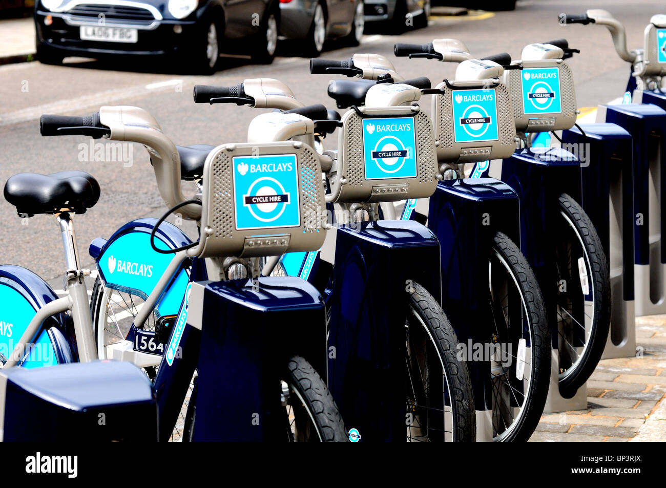London cycle hire logos and bikes Stock Photo - Alamy