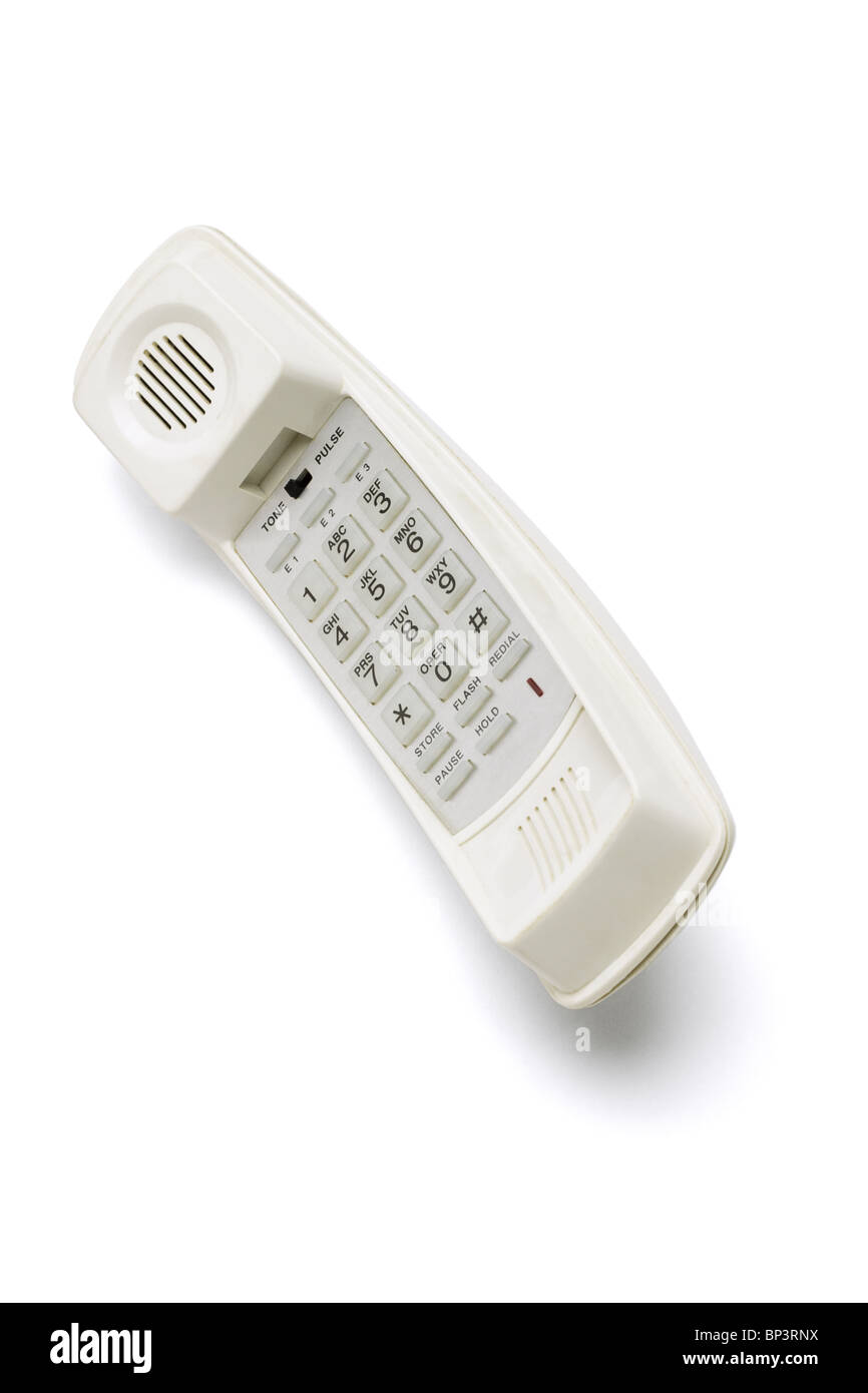 Telephone handset with keypad on white background Stock Photo - Alamy