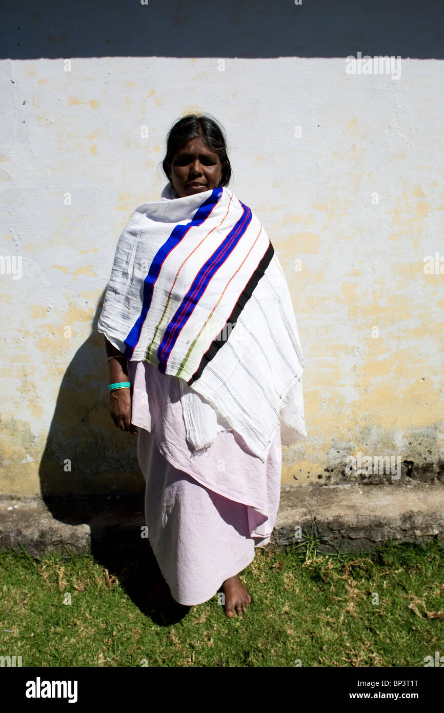 Portrait of an Indian woman of the KOTHAS tribe wearing traditional ...