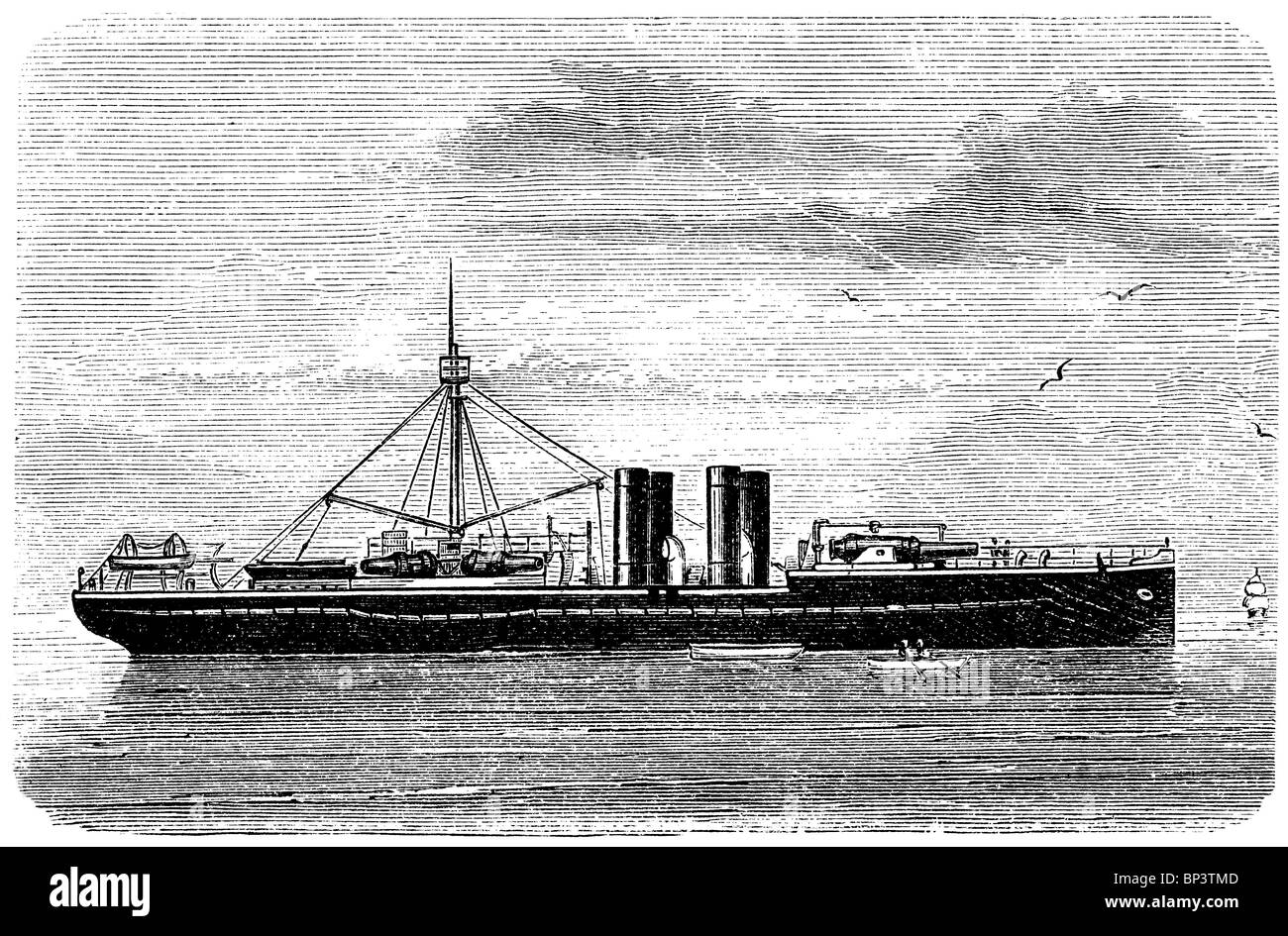 Ironclad SMS Sachsen of the German marine (build ca. 1878 Stock Photo ...