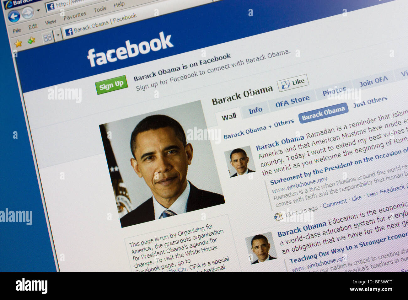 facebook US president Barack Obama Stock Photo - Alamy