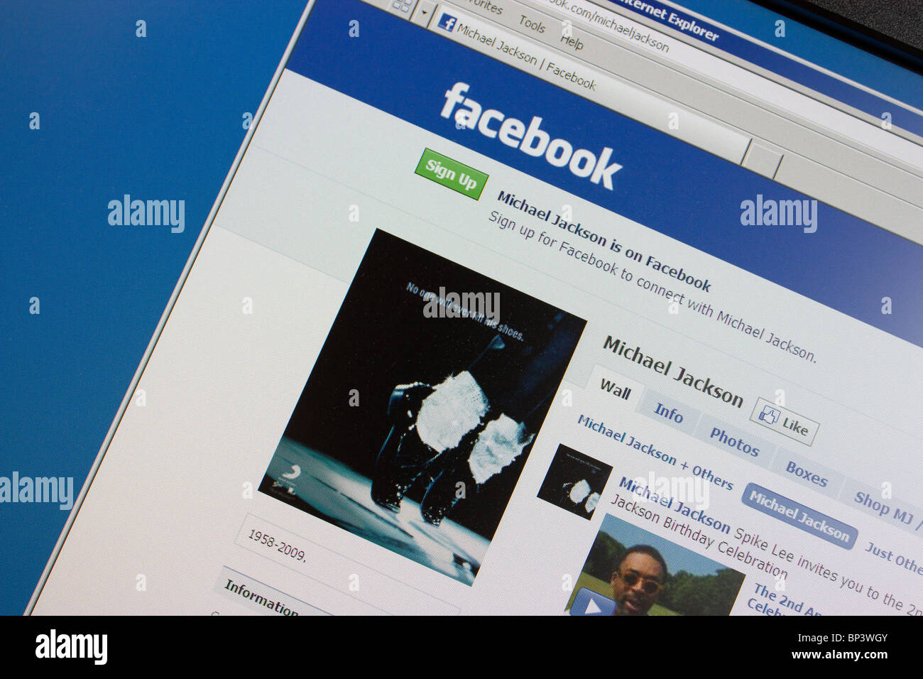 Michael Jackson facebook fanpage Stock Photo - Alamy