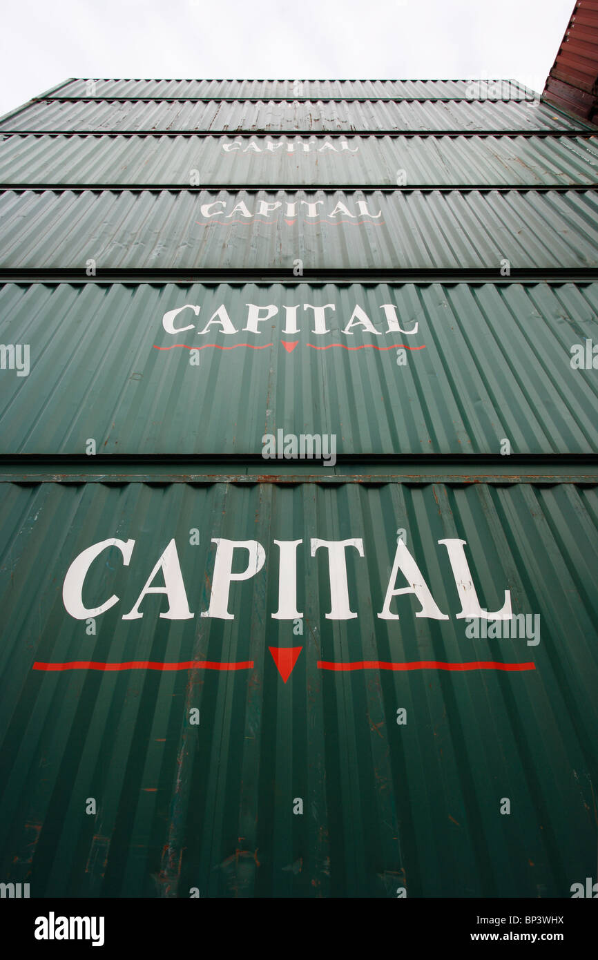 Piled freight containers hi-res stock photography and images - Alamy