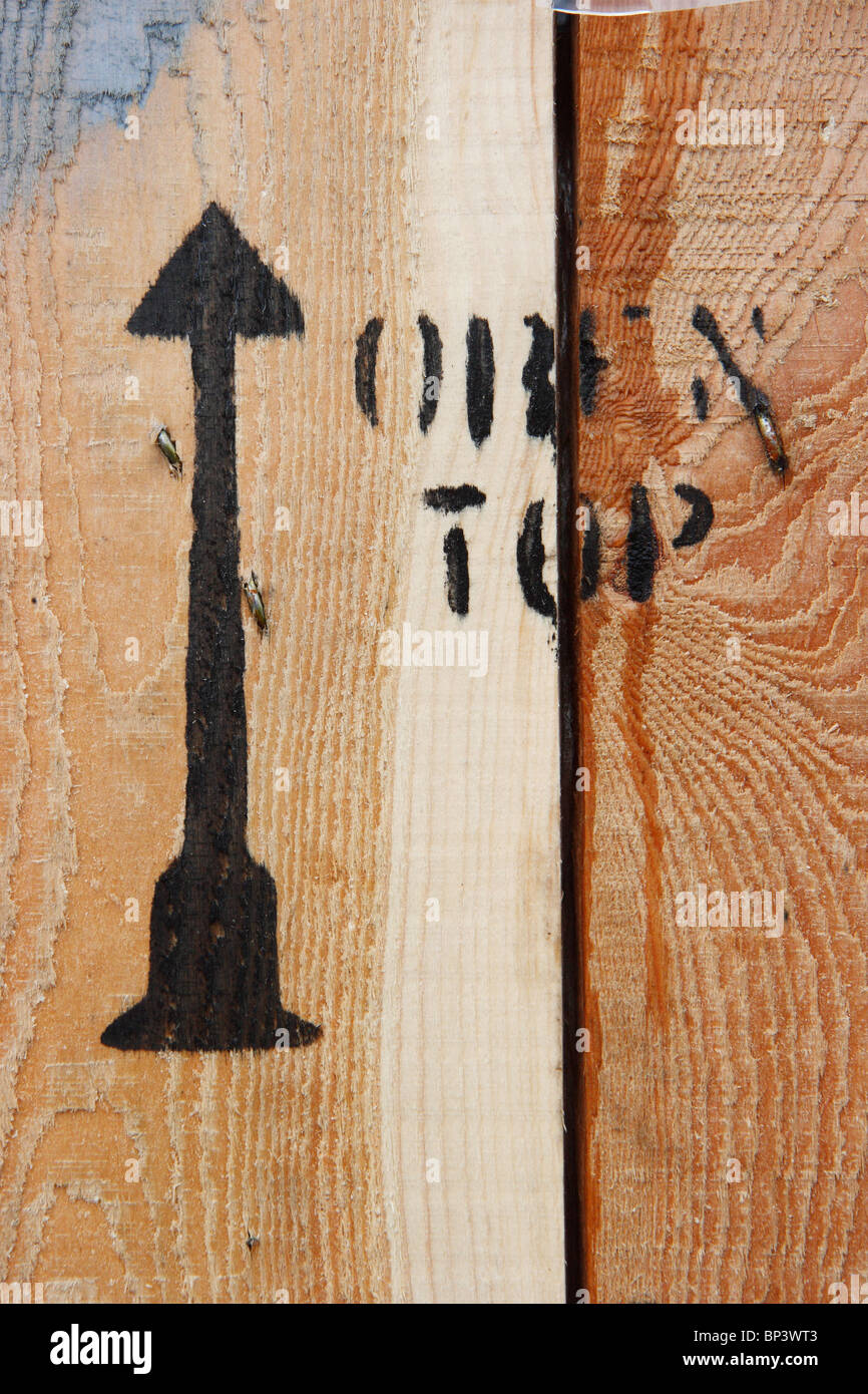 Warning pictograms on a wooden box Stock Photo - Alamy