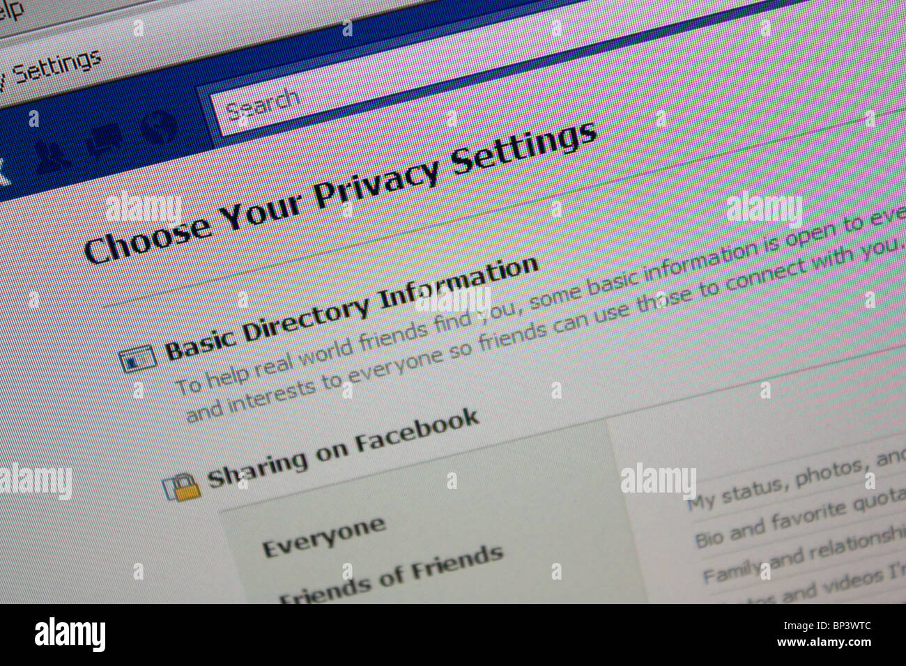 facebook privacy settings Stock Photo - Alamy