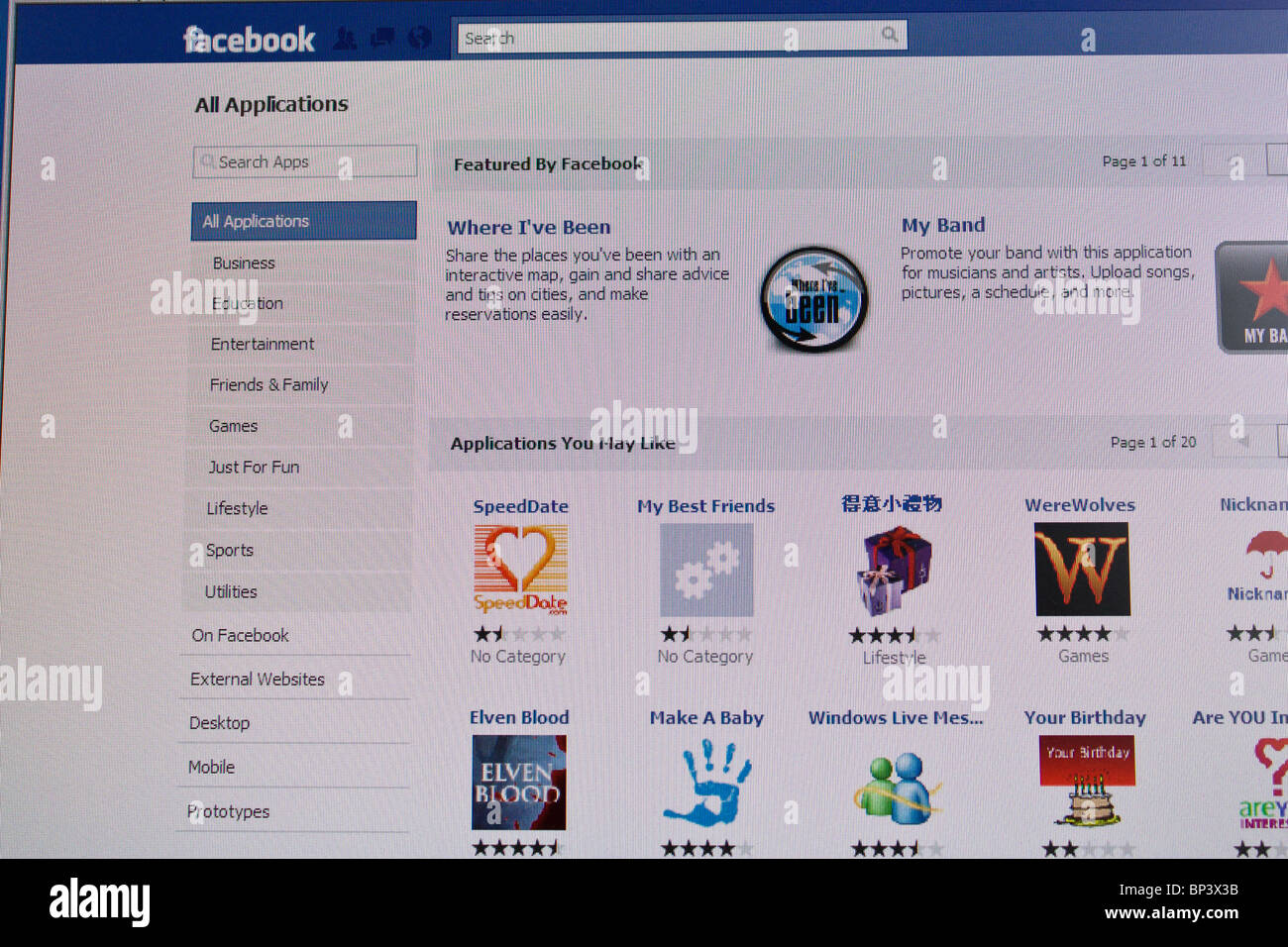 facebook app application applications Stock Photo - Alamy