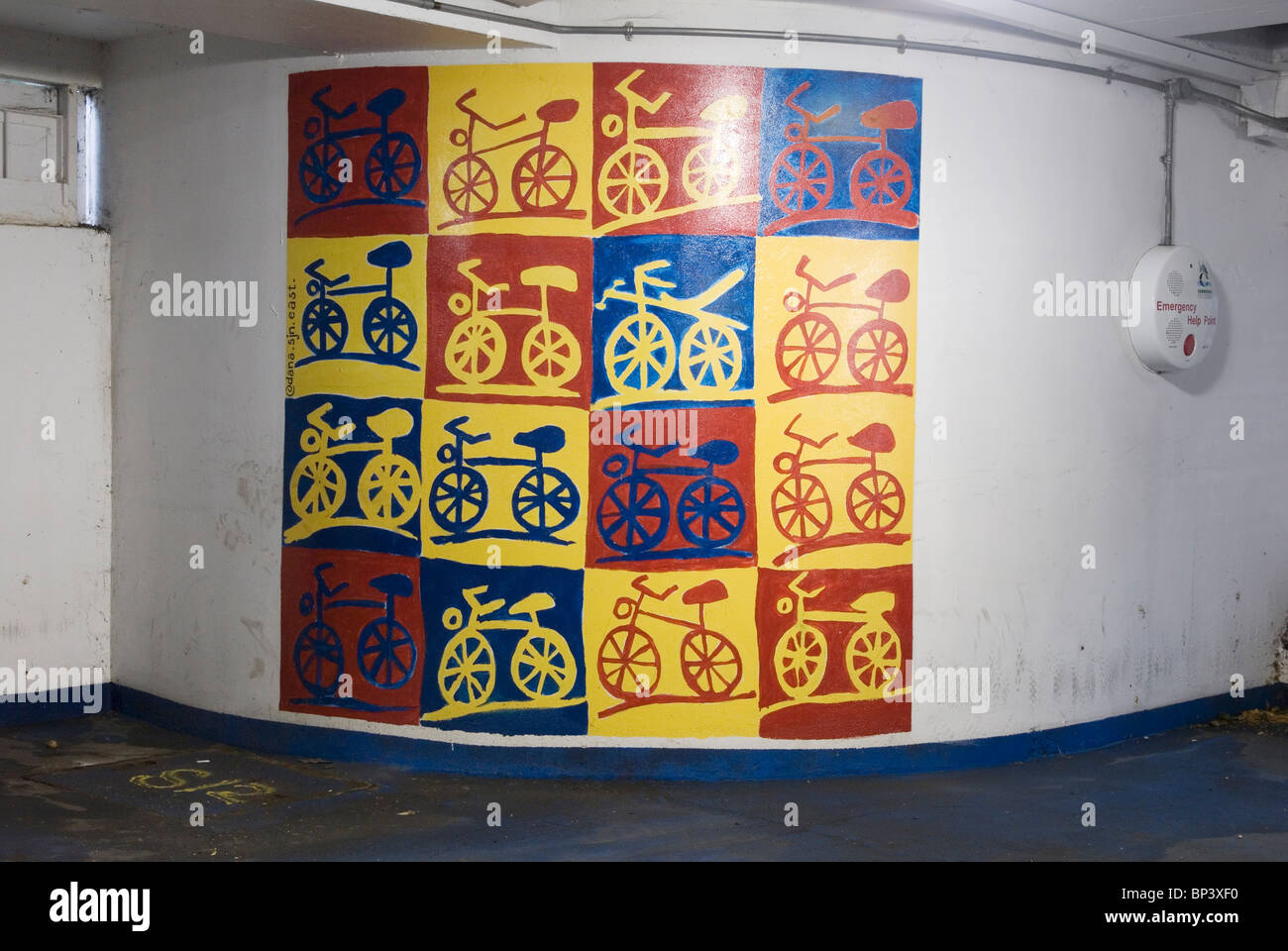 Bicycle mural at Park Street Cycle park in Cambridge Stock Photo - Alamy