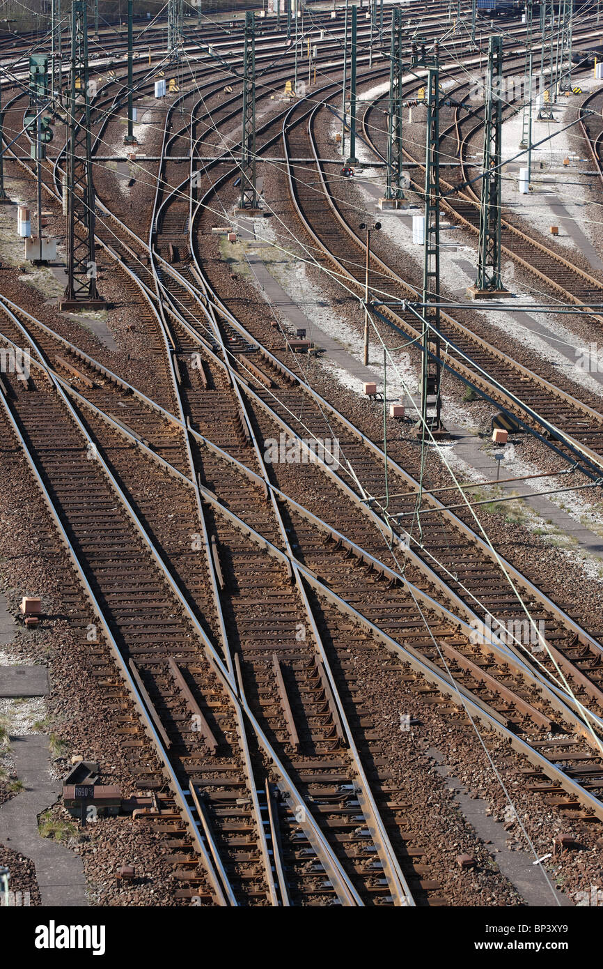 Railway track system of a marshaling station in Maschen, Germany Stock ...