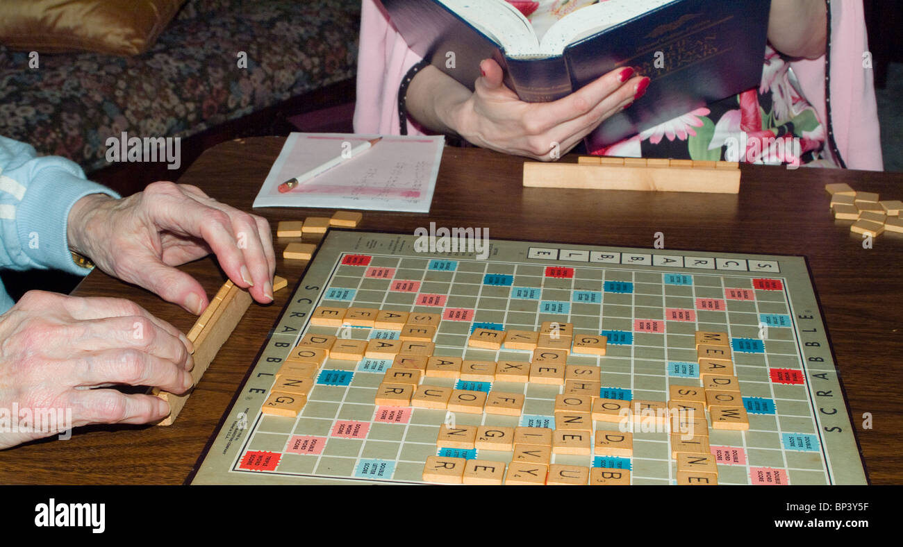 Word game in which two to four players score points by forming words ...