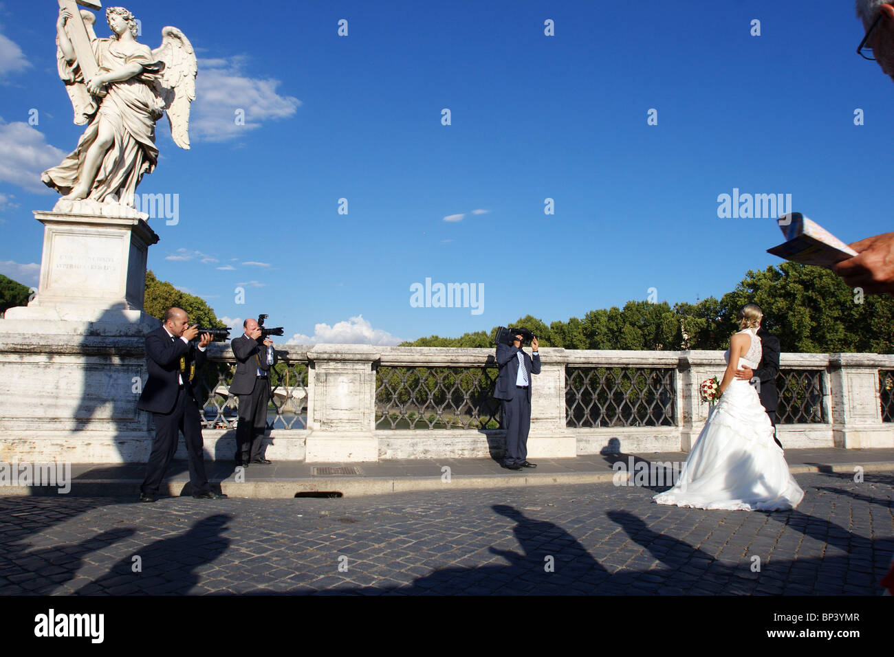Castle St. angel Bridge Rome Italy statue marble bridal bride wedding ...