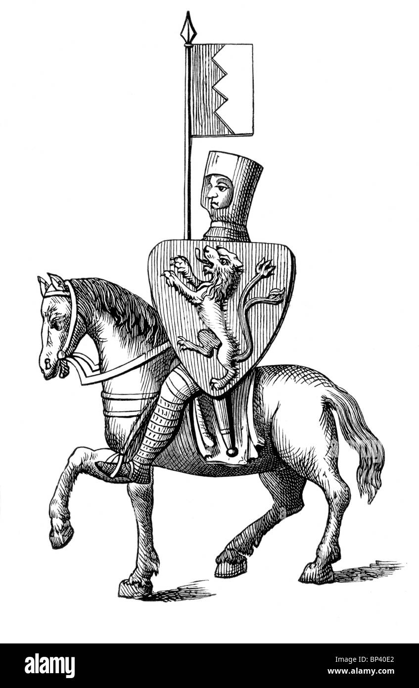 Black and White Illustration; 13th century; Simon de Montfort 6th Earl ...