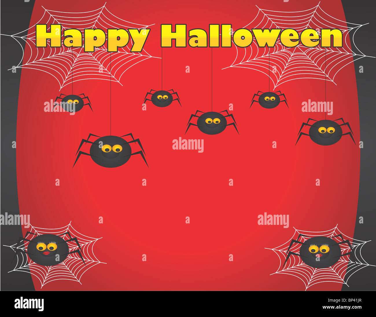 Happy Halloween banner with happy spiders Stock Photo - Alamy