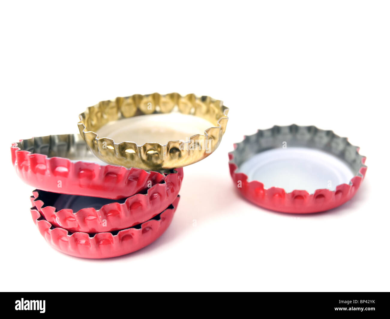 Bottle caps isolated on a white background Stock Photo - Alamy