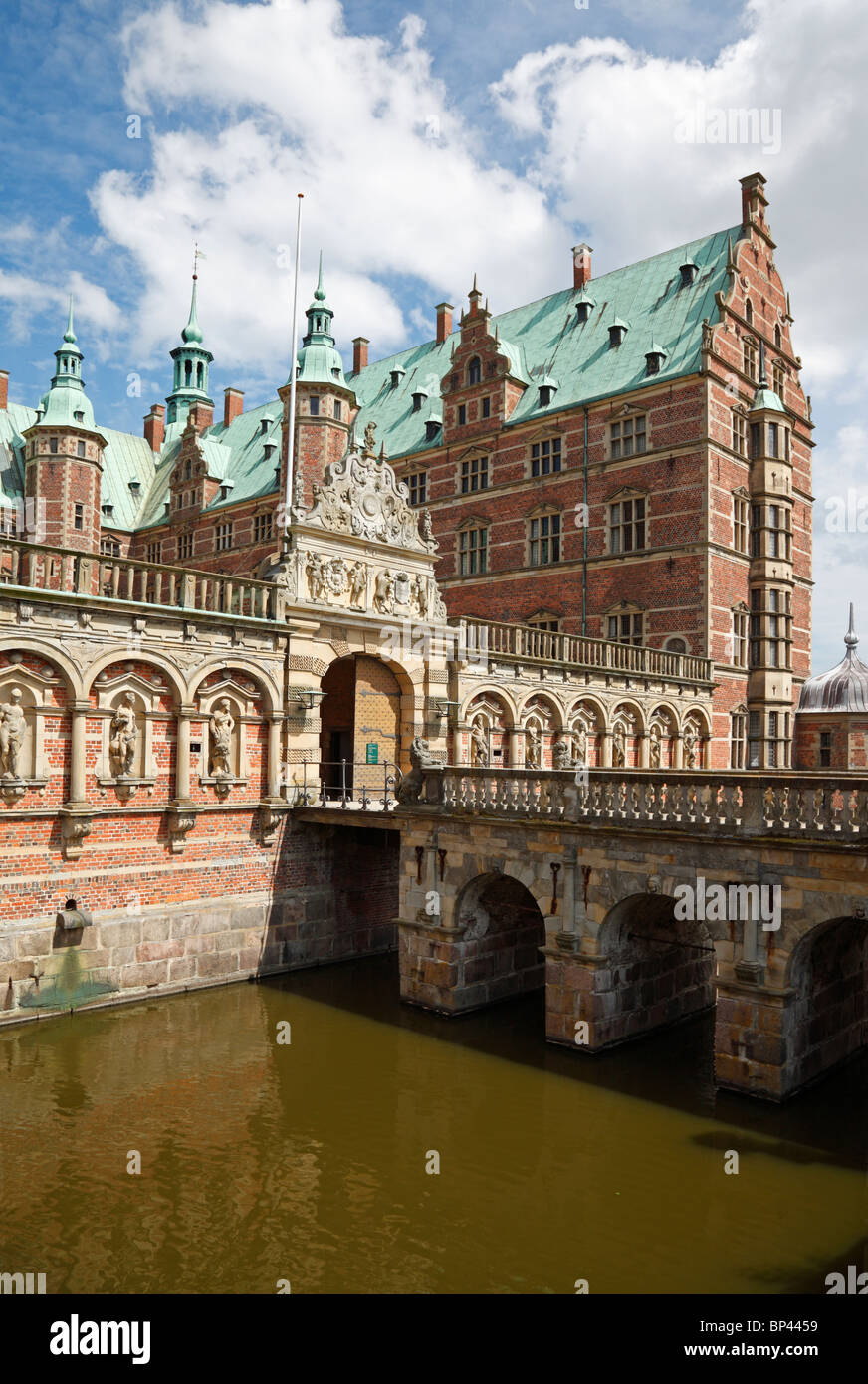 The entrance to the Frederiksborg Castle in Dutch Renaissance style ...