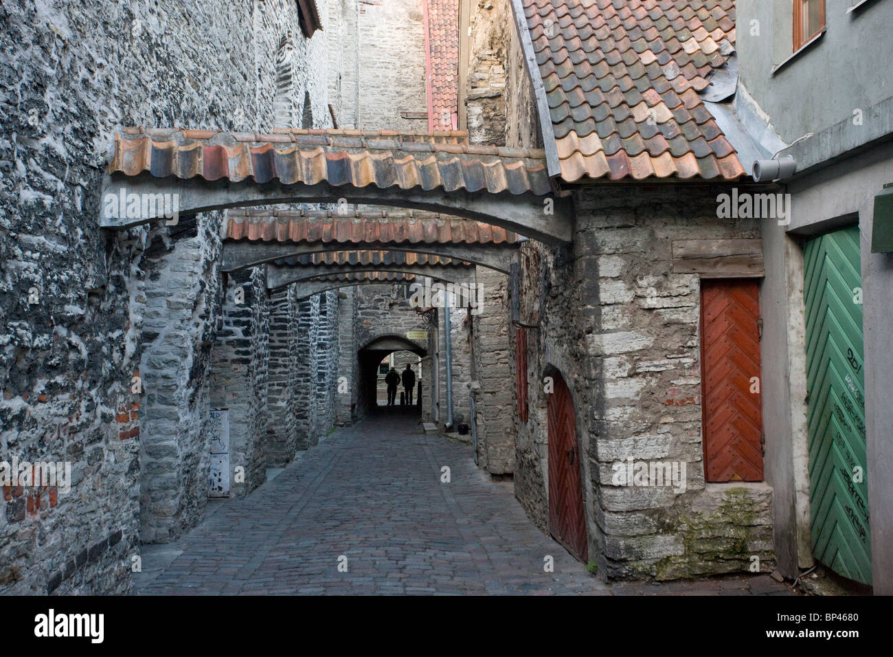 Passageway in the centre of the old part of Tallinn, World Heritage ...