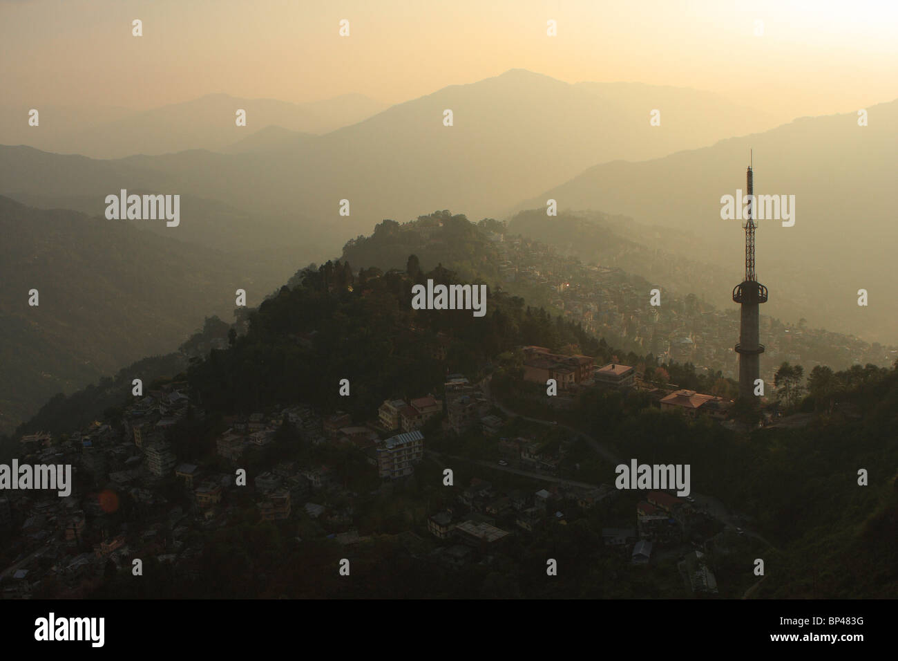 SIKKIM, INDIA, 2008: General view from above, the capital of Sikkim ...