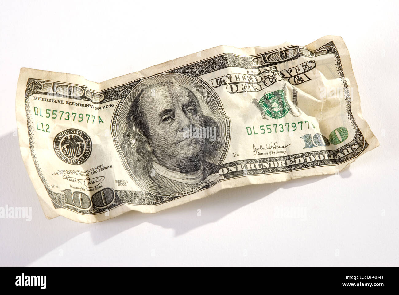 The hundred dollars banknote crumpled close up Stock Photo - Alamy
