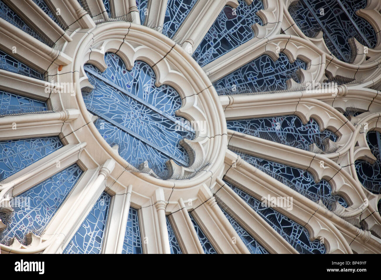 A stained glass window decorates the exterior of the Washington ...