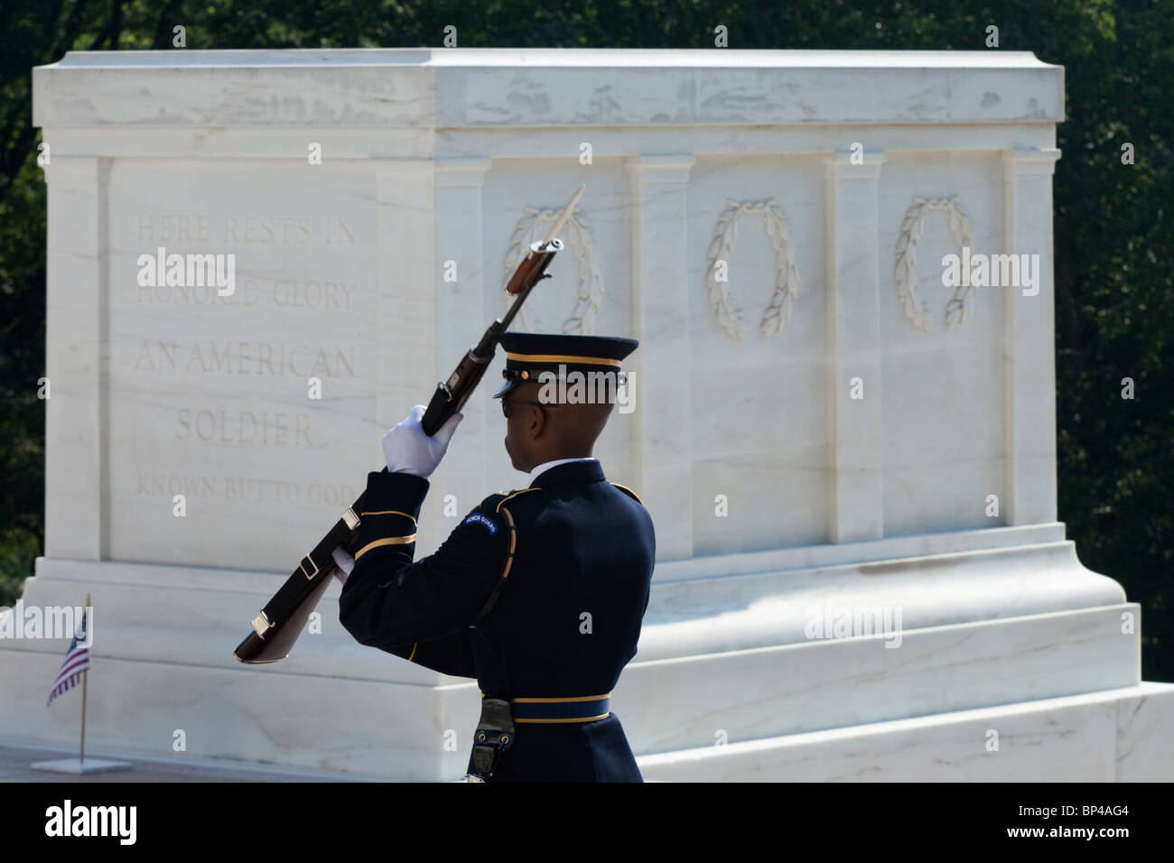 A soldier stands guard at the Tomb of the Unknown Soldier (Tomb of the ...