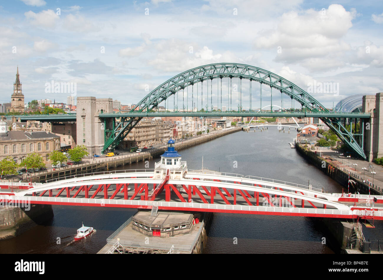 Newcastle bridges along the river Tyne. England Stock Photo - Alamy