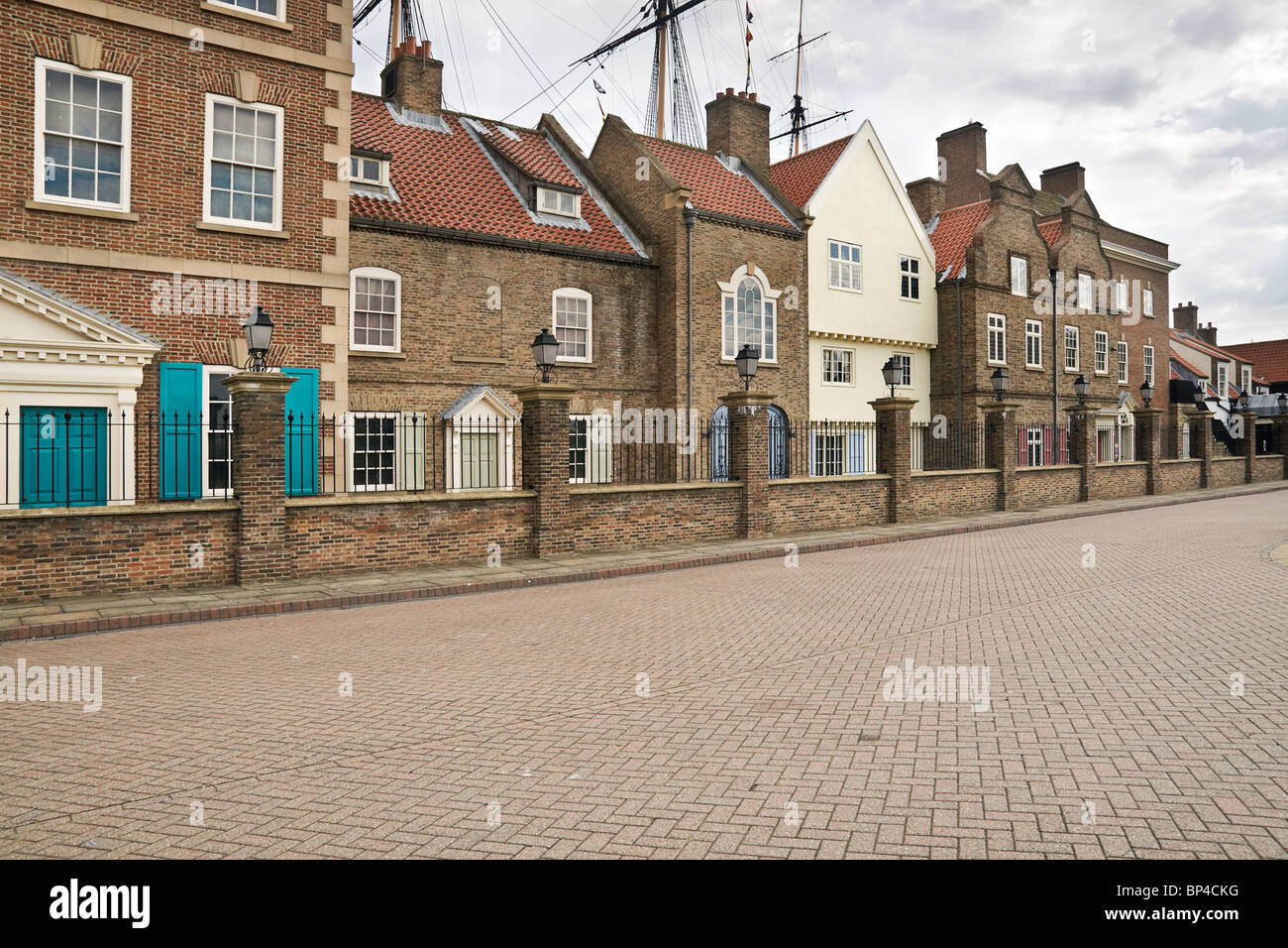 Hartlepool Historic Quay. The masts of HMS Trincomalee behind the ...