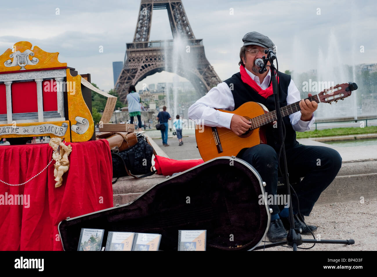 Paris, France,Traditional French Musician Playing Guitar and Singing ...