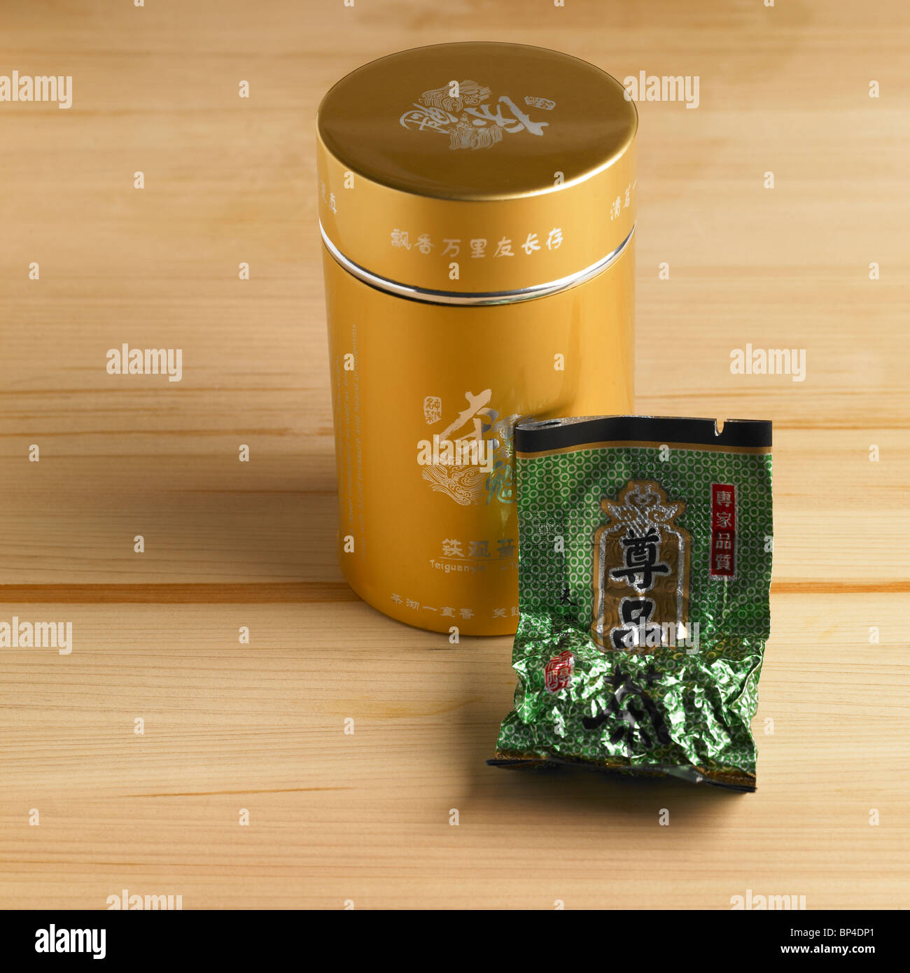 Chinese Green Tea Packaging with Shrink Wrapped Tea Pellets Stock Photo ...
