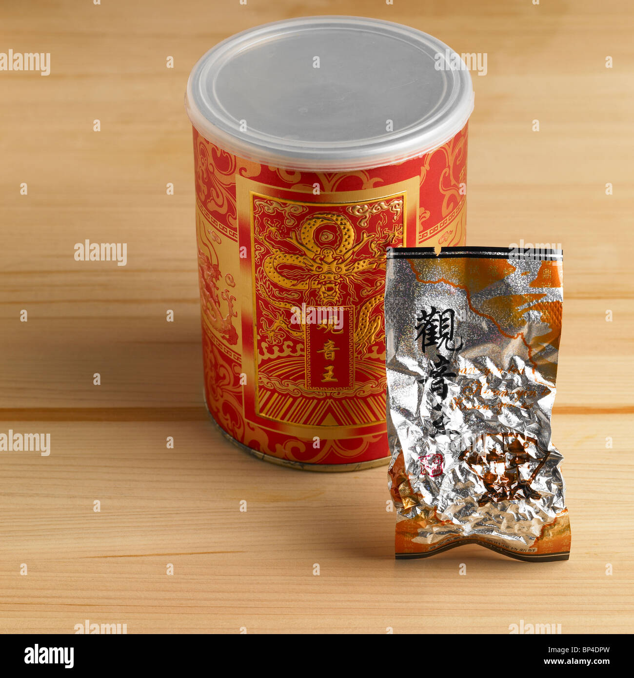 Chinese Green Tea Packaging with Shrink Wrapped Tea Pellets Stock Photo ...