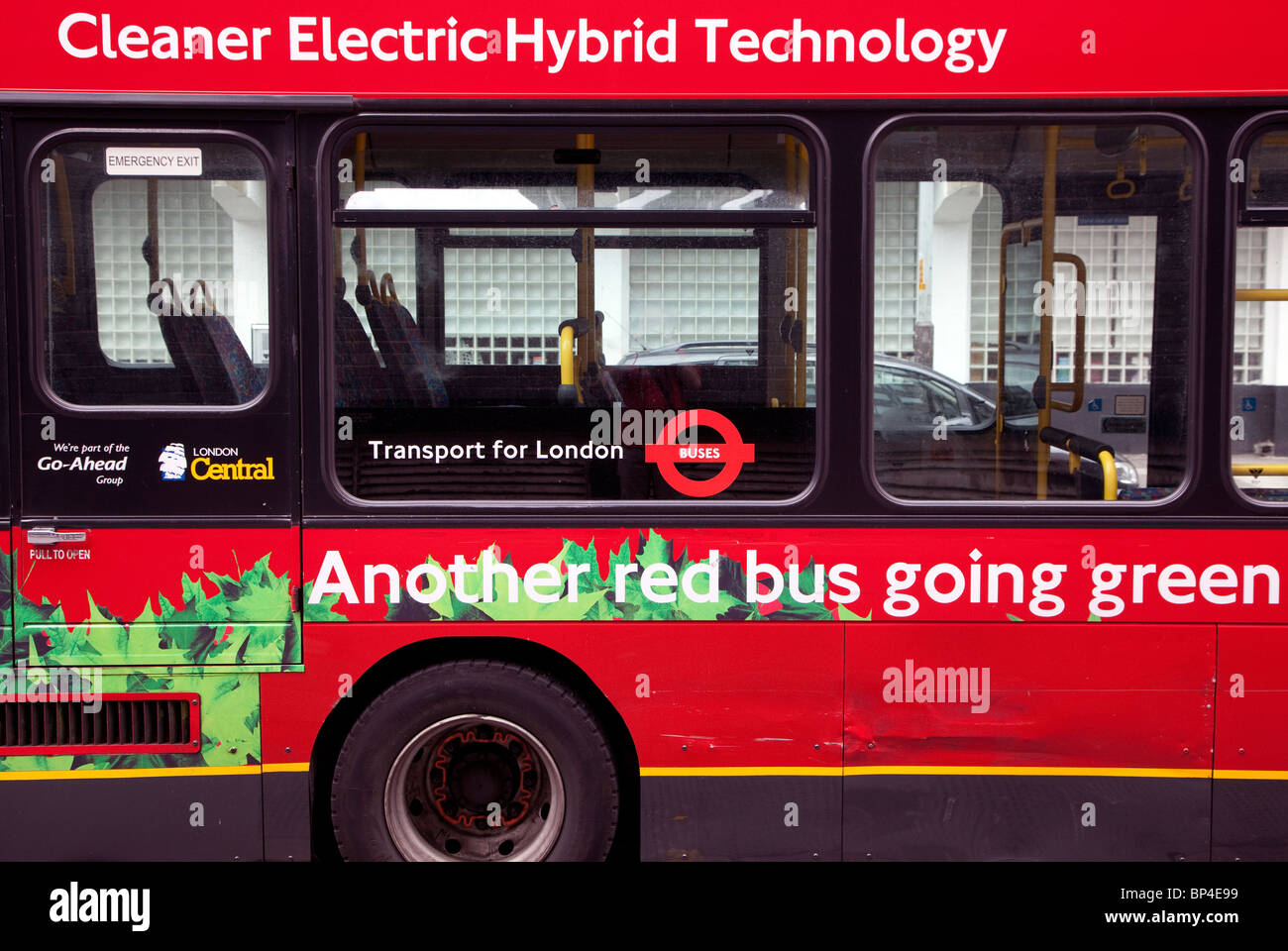 Hybrid powered bus, London Stock Photo - Alamy