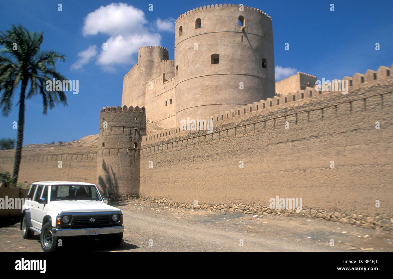The great Rustaq Fort in Oman has four towers and was originally built ...