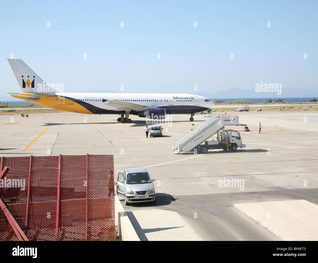 Monarch plane on runway Rhodes airport Greece Stock Photo: 30832259 - Alamy