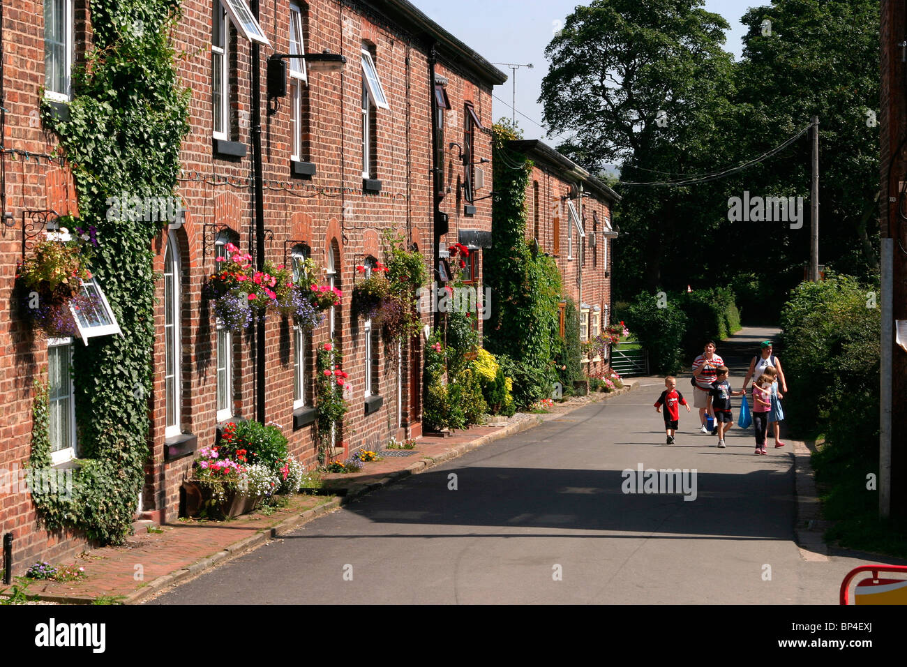 UK, England, Cheshire, Stockport, Reddish Vale, cottages in Vale Road ...