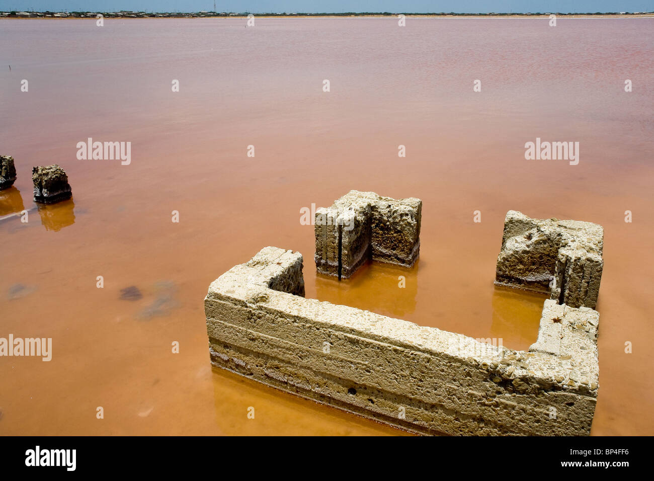 An artificial salt lagoon during the salt maturing process in Salinas ...
