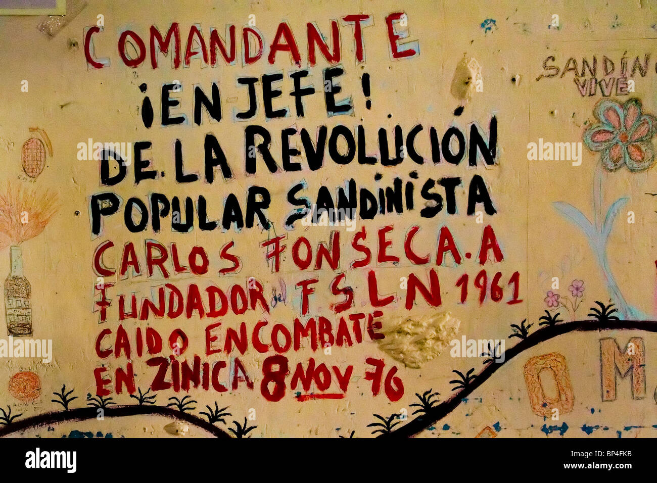 A revolutionary writing on the wall of the Sandinista museum in Leon ...