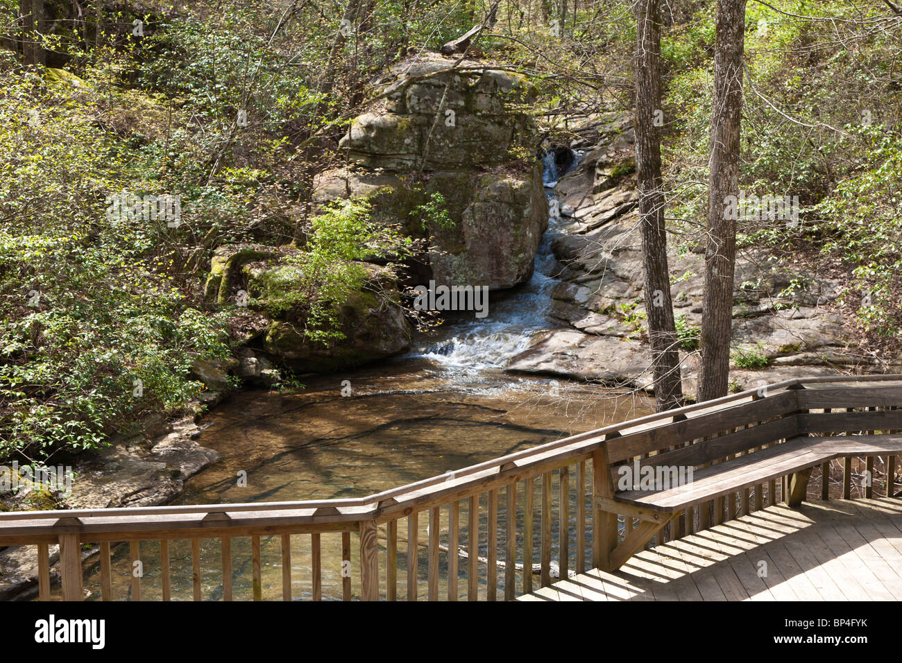 Fort Payne, AL - Apr 2009 - Small waterfall at wooden overlook on ...