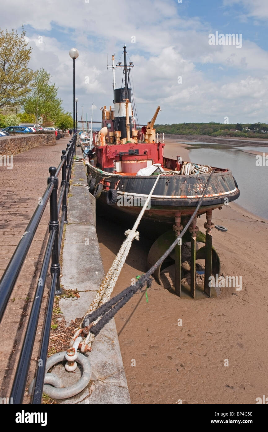The ex-Thames tug, 'Ionia', moored on the River Torridge at Bideford in ...