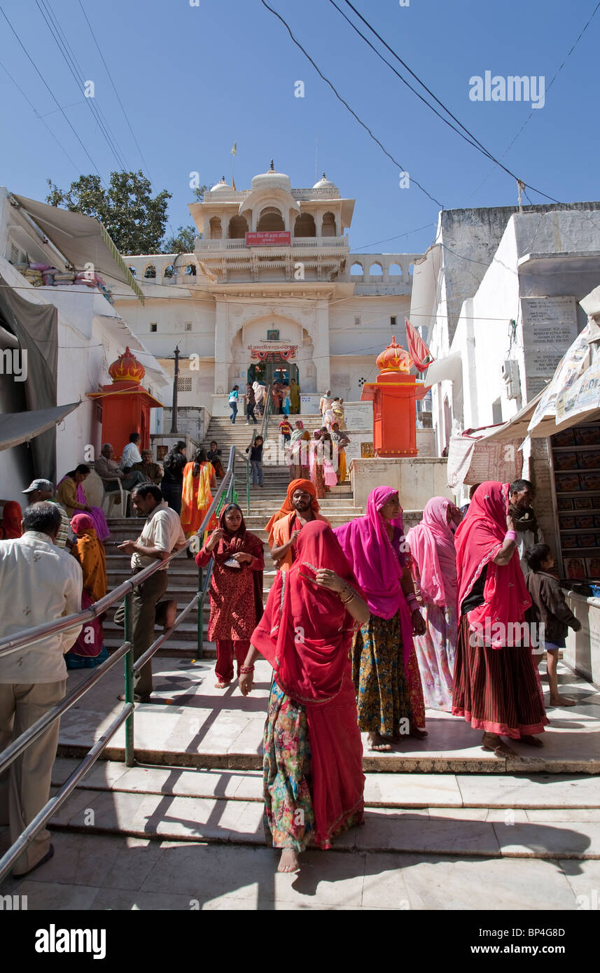 Hindu pilgrims outside Brahma Temple. Pushkar. Rajasthan. India Stock ...