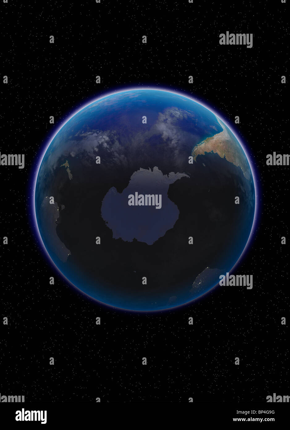 View of Planet Earth and South Pole from outer space Stock Photo - Alamy