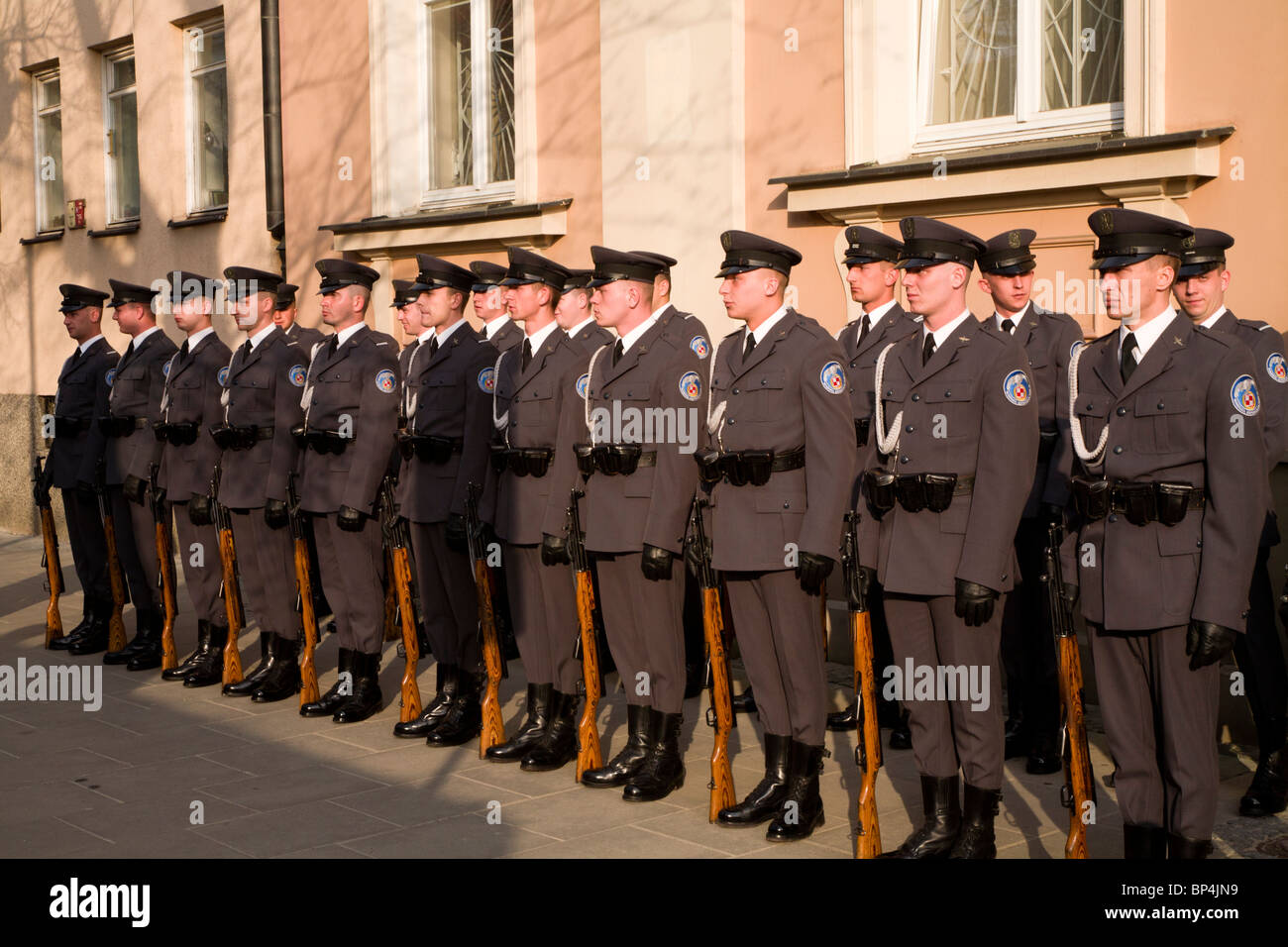 Warsaw Poland: Honor guards stand in memory of president Lech Kaczynski ...
