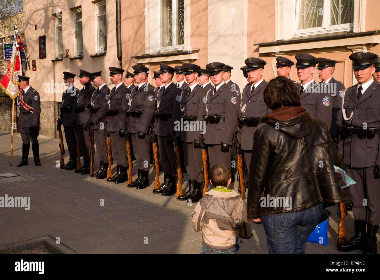 Warsaw Poland: Honor guards stand in memory of president Lech Kaczynski ...