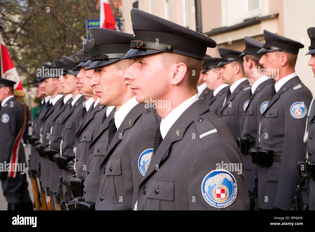Warsaw Poland: Honor guards stand in memory of president Lech Kaczynski ...
