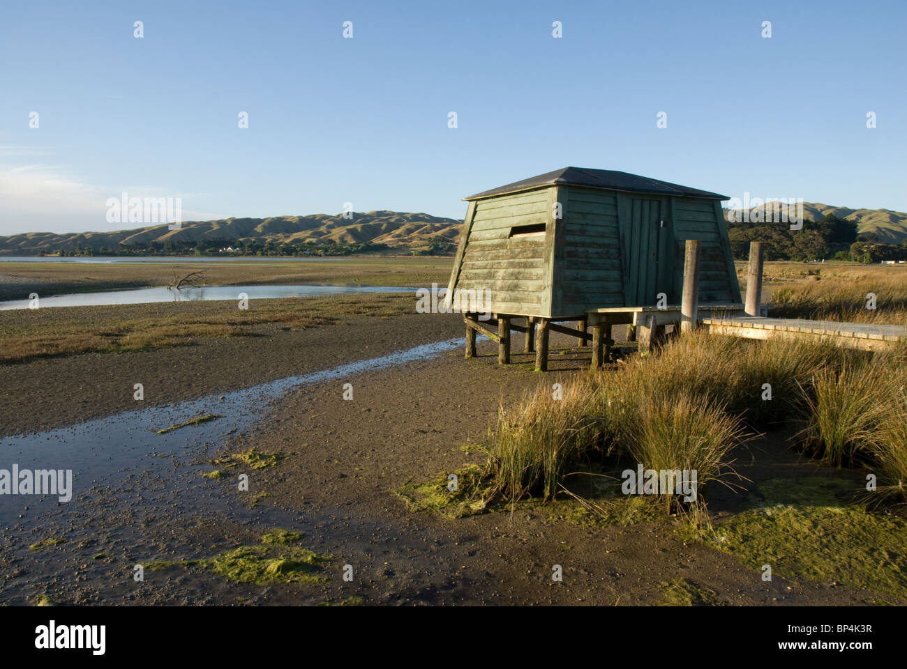Hide for viewing birds, at Wildlife reserve, Pauatahanui Inlet, Porirua ...