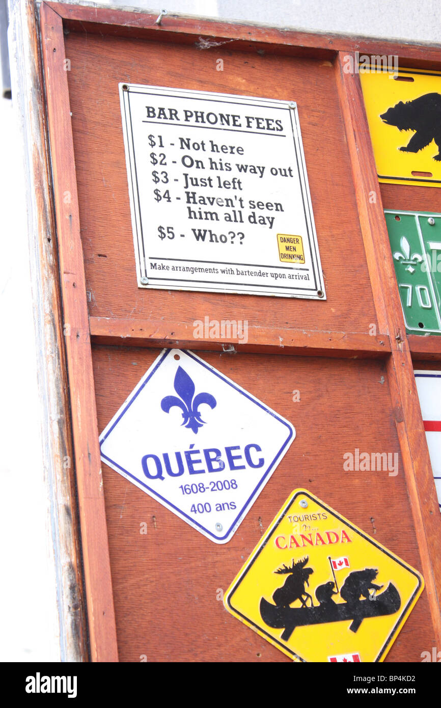 funny sign Montreal Quebec store Stock Photo - Alamy